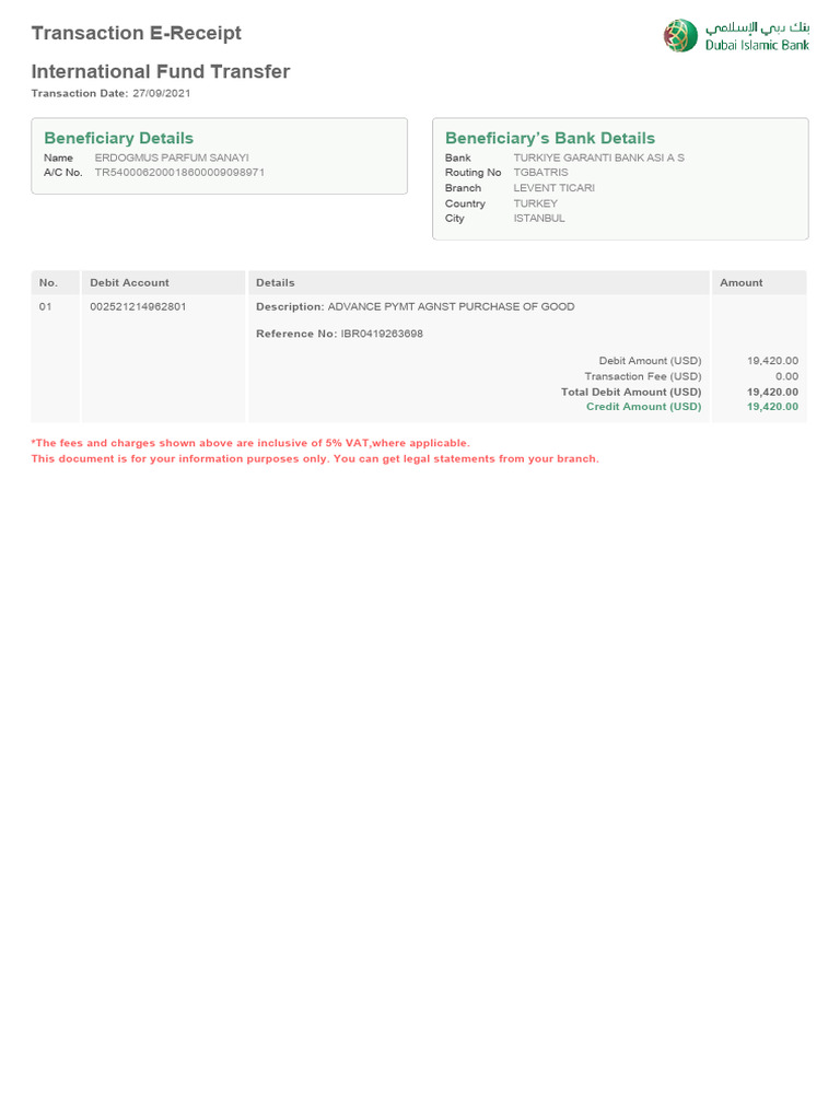 International Transfer Receipt | PDF