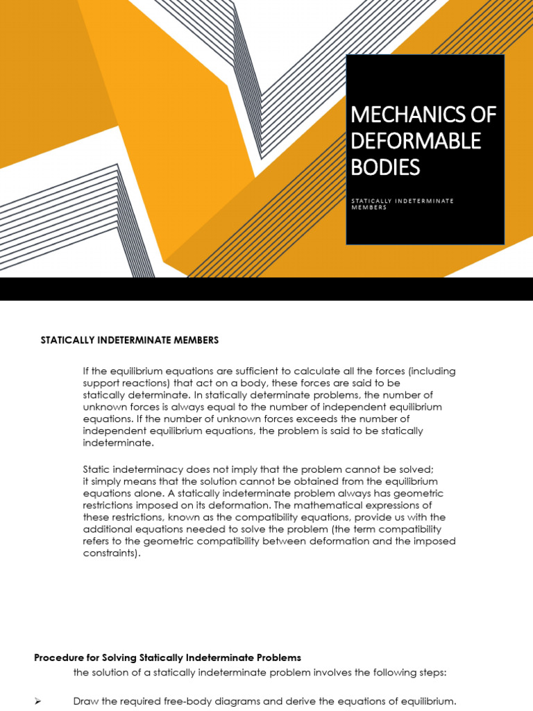 Statically Indeterminate Members | PDF | Deformation (Engineering) | Stress (Mechanics)