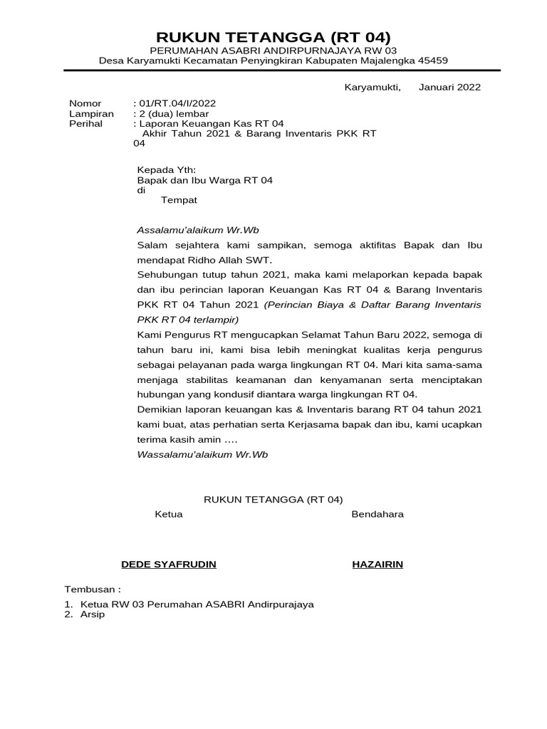 LAPORAN KEUANGAN KAS RT 03 PA EDI | PDF