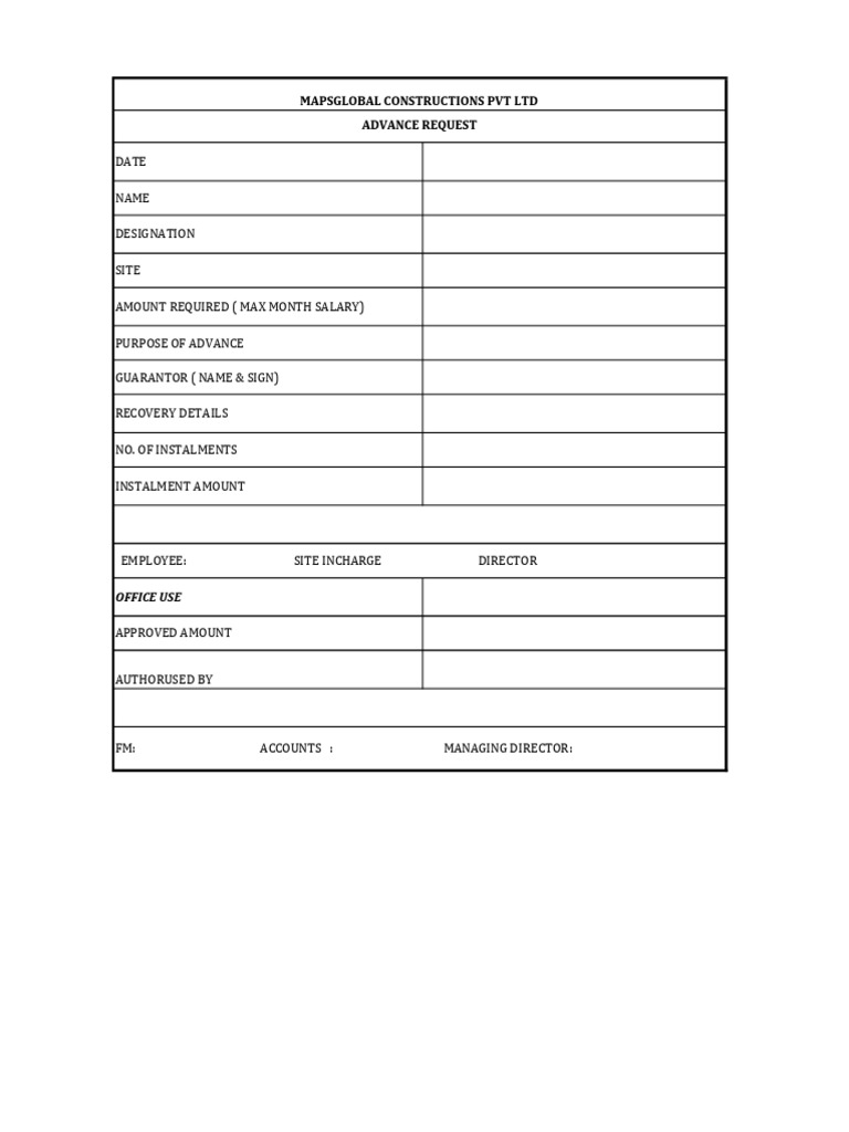 Employee Advance Request Form | PDF