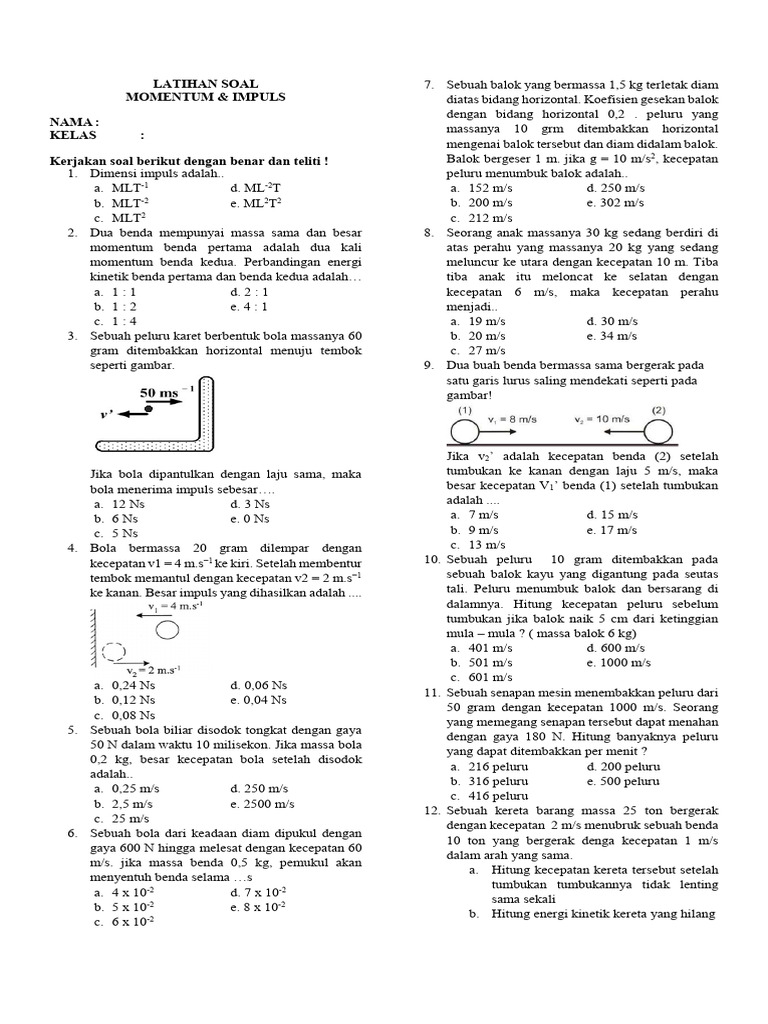 Latihan Soal Momentum & Impuls | PDF