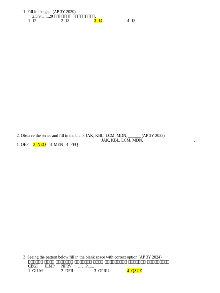 2 - LAWCET - Series Completion - PYQ's | PDF