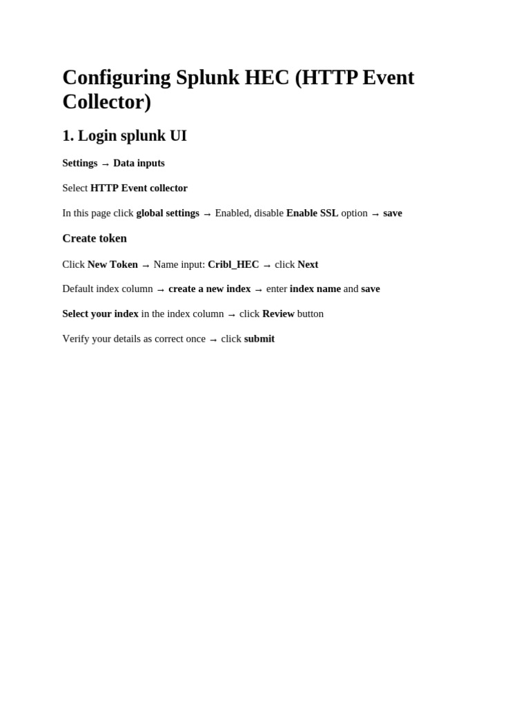 Configuring Splunk HEC with Cribl | PDF