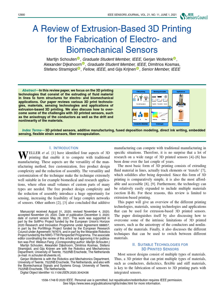 3D Printing for Electro-Biomechanical Sensors | PDF | Anisotropy ...
