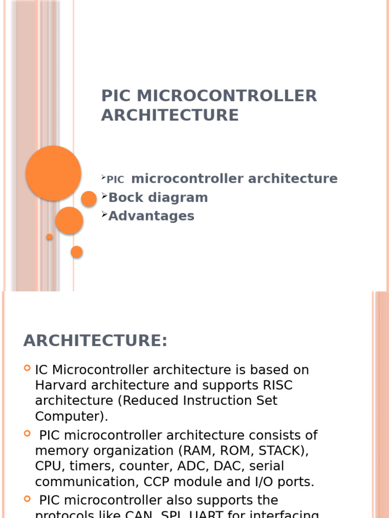 Pic Microcontroller Architecture | PDF | Microcontroller | Central Processing Unit
