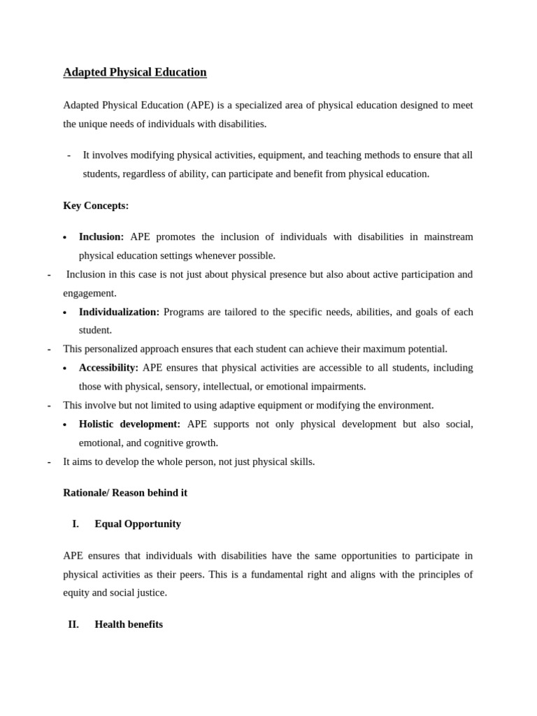 Adapted Physical Education | PDF | Disability | Inclusion (Education)
