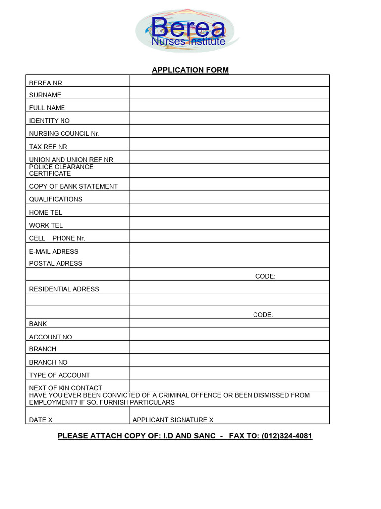 S02_BEREA Application Form | PDF