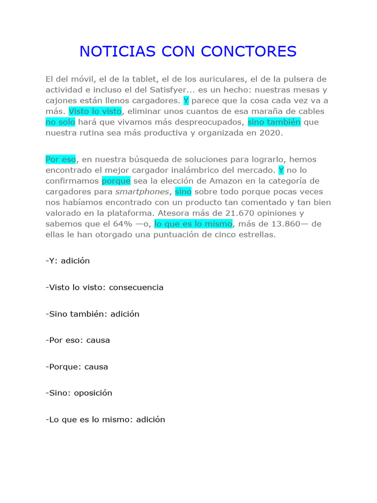 Noticia Con Conectores | PDF