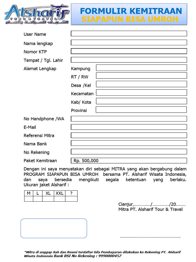 Formulir Kemitraan Alsharif | PDF