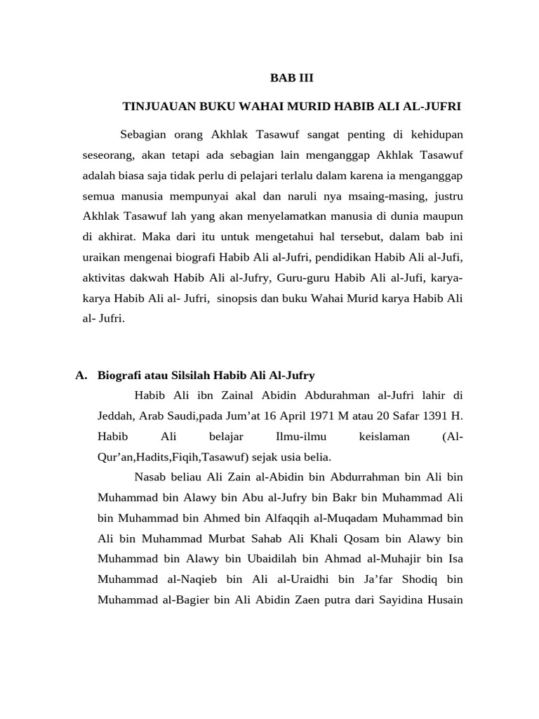 Biografi dan Karya Habib Ali al-Jufri | PDF