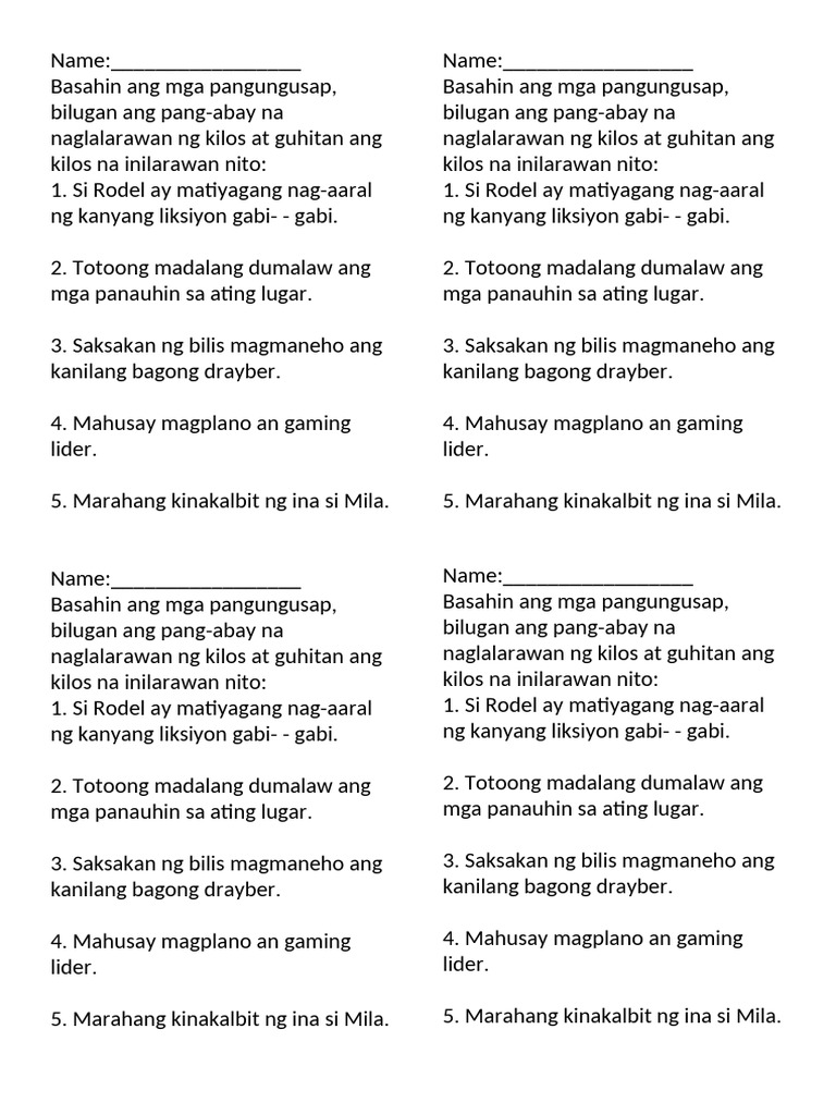 Quiz Day 2 Filipino | PDF