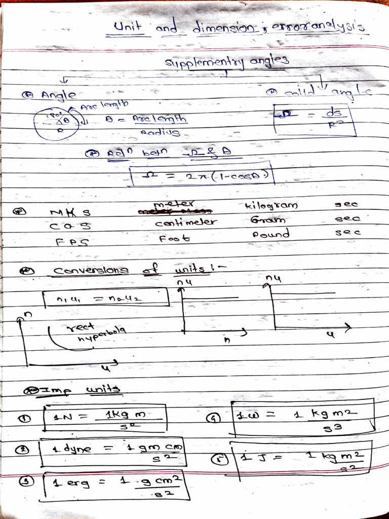 Unit Dimensions and Error Analysis | PDF