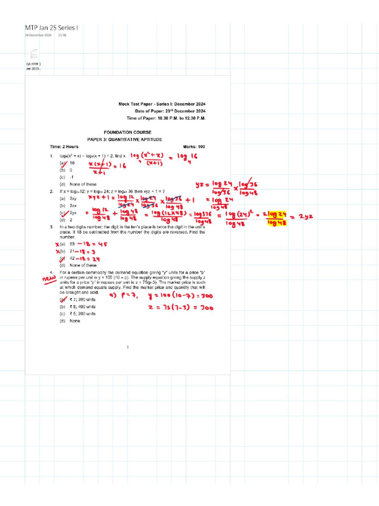 MTP 1 Jan25 Written Solution | PDF