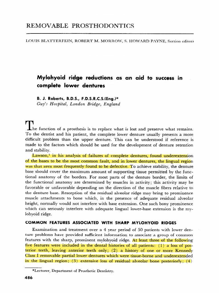 Mylohyoid Ridge Reduction Techniques | PDF | Dentures | Dentistry Branches
