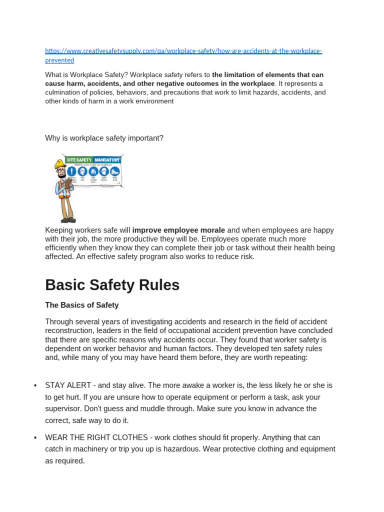 Essential Workplace Safety Guidelines | PDF | Occupational Safety And ...