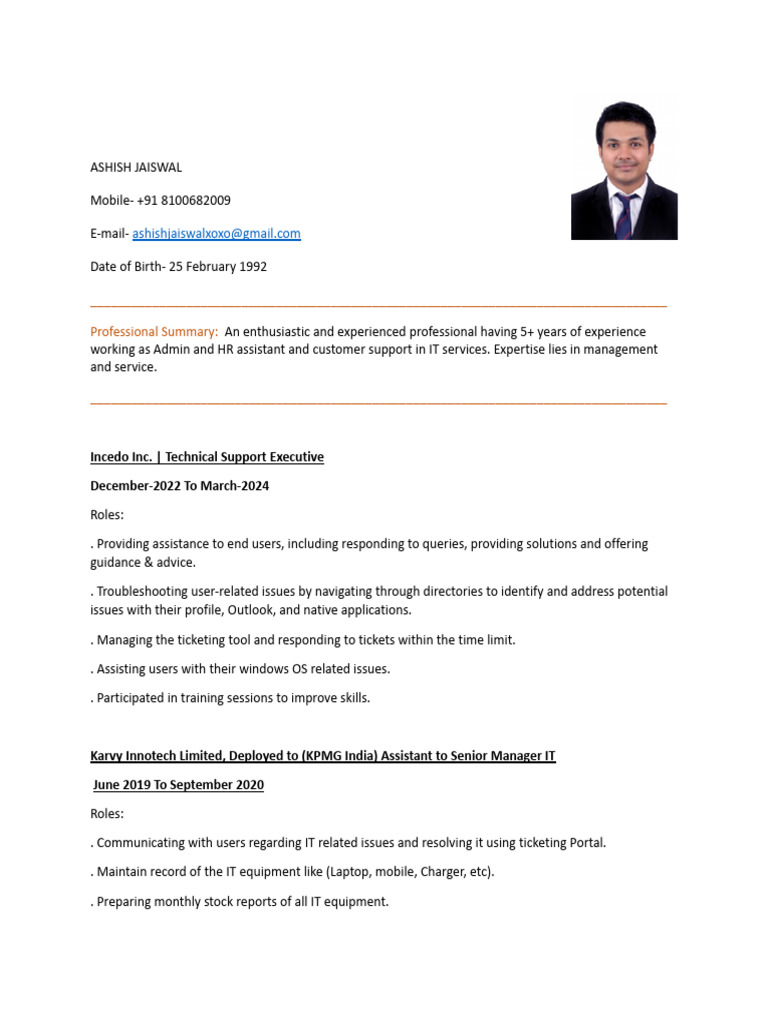 Ashish Jaiswal CV. | PDF | Computing | Software