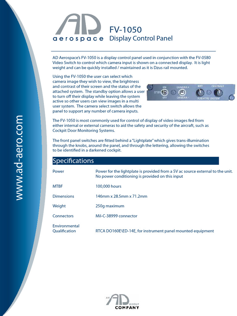 FV-1050 Control Panel | PDF