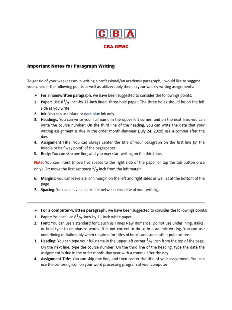 Paragraph Guidelines (Important) | PDF | Paragraph | Syntax