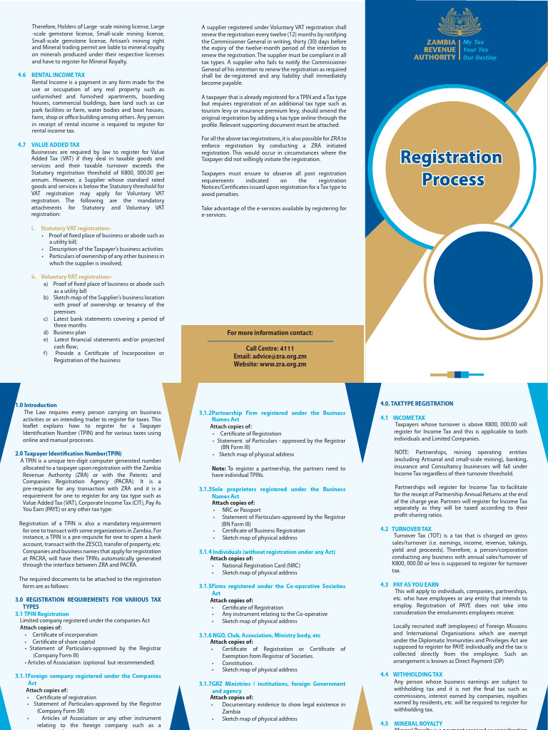 Tax Registration Guide for Zambian Businesses | PDF | Taxes | Value ...