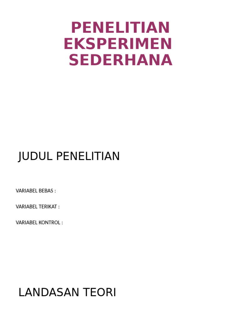 Penelitian Eksperimen | PDF