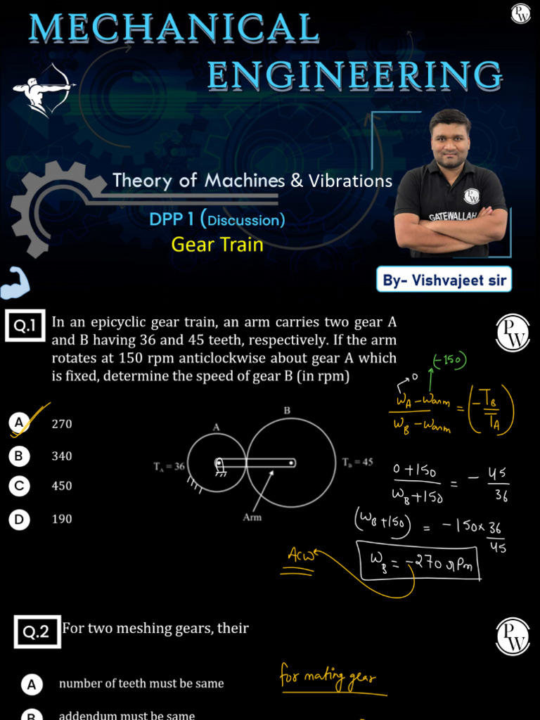 65c7a3e1e283c4001830a5d1 - ## - Gear Train - DPP 01 Discussion Notes | PDF