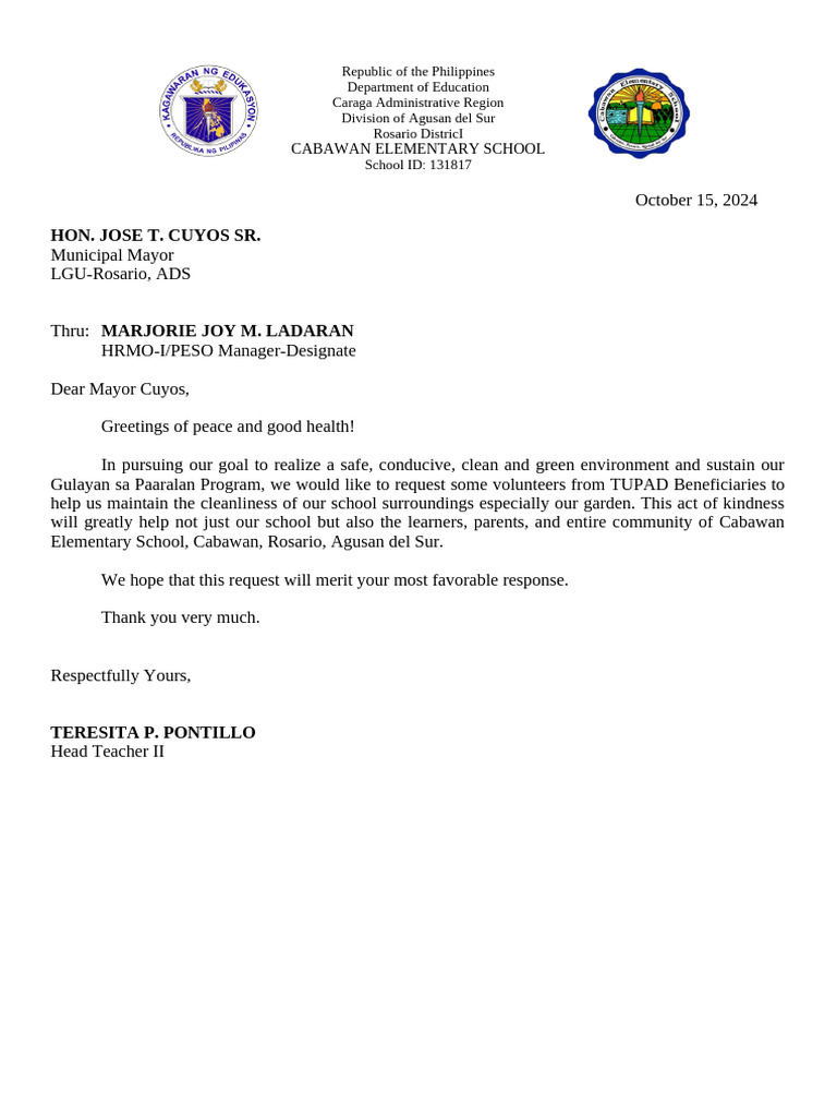 TUPAD letter | PDF