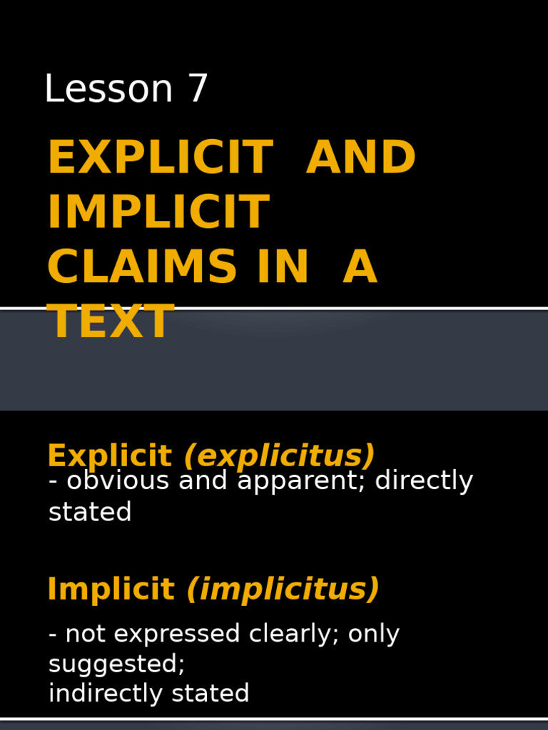Understanding Explicit and Implicit Claims | PDF | Evidence | Epistemology