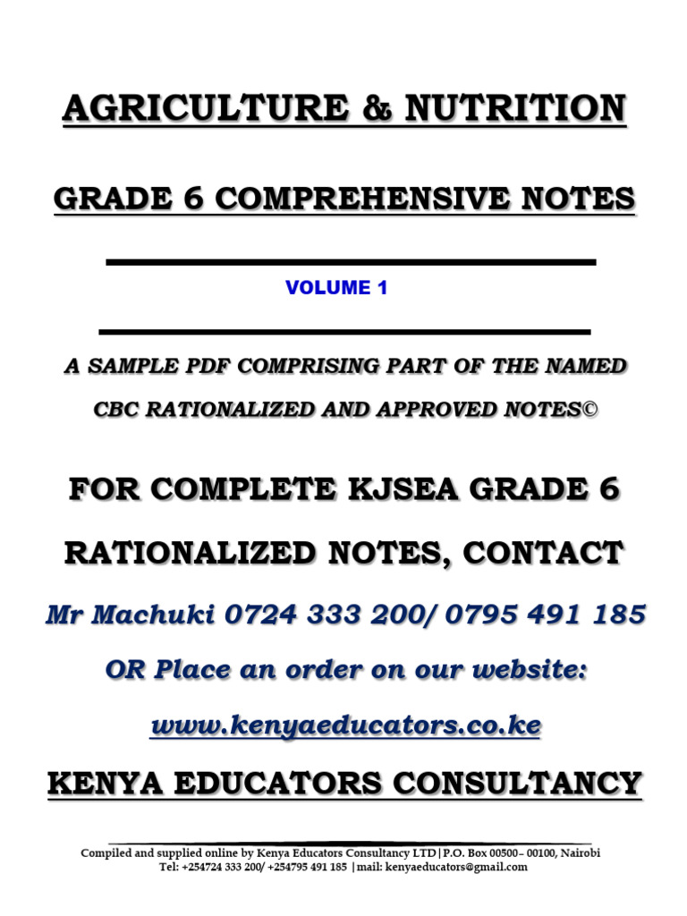 Grade 6 Agriculture & Nutrition Notes | PDF
