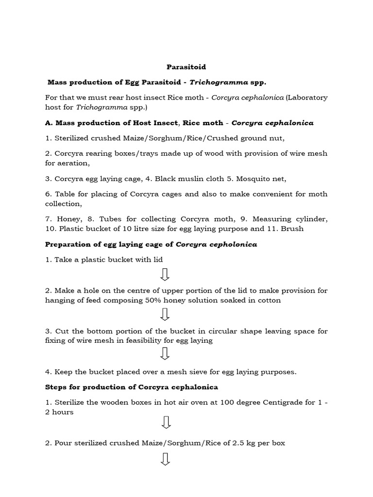 Ex No 9 Mass Multiplication of Trichogramma | PDF