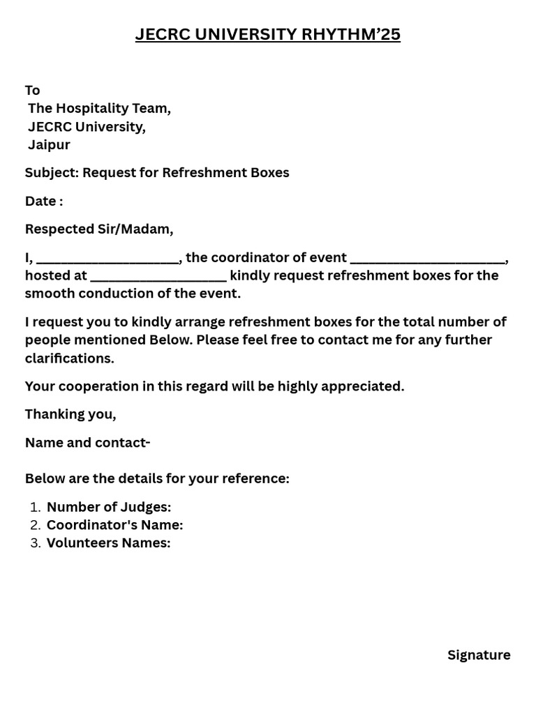 Request for Event Refreshment Boxes | PDF