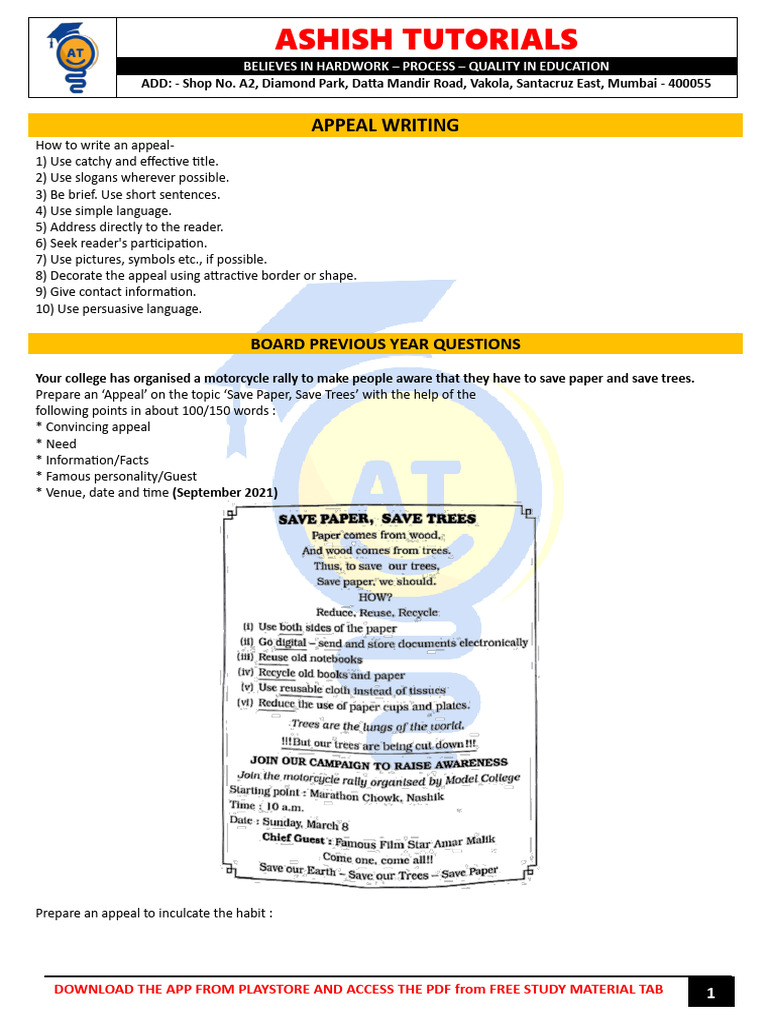 Appeal Writing for Environmental Awareness | PDF