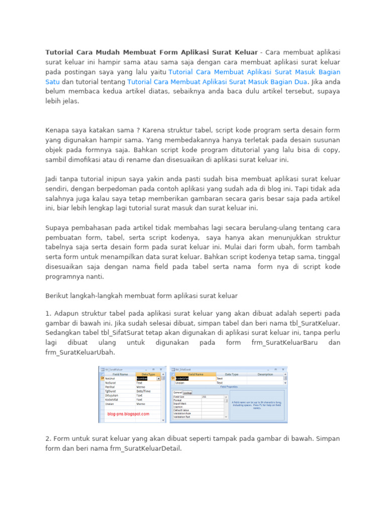 Tutorial Cara Mudah Membuat Form Aplikasi Surat Keluar | PDF