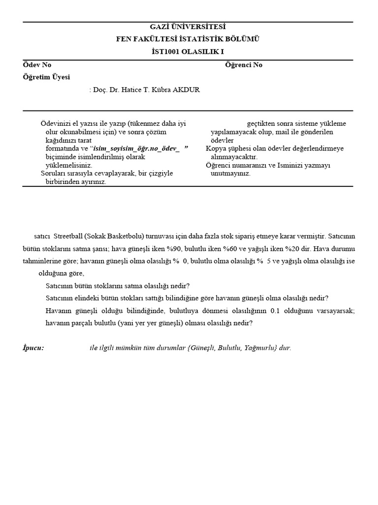 Olasilik Odev2 | PDF