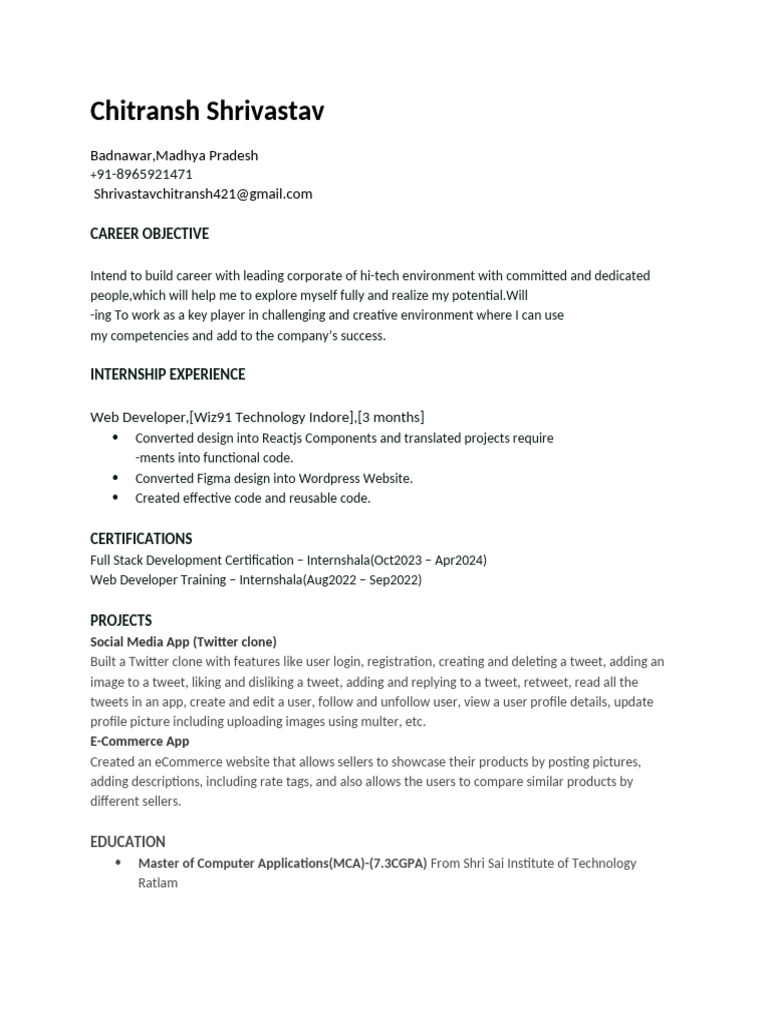 Chitransh Shrivastav | PDF