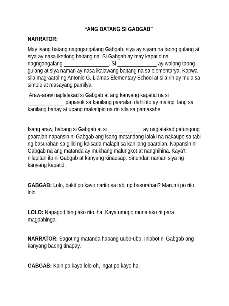 Ang Batang Si Gabgab | PDF