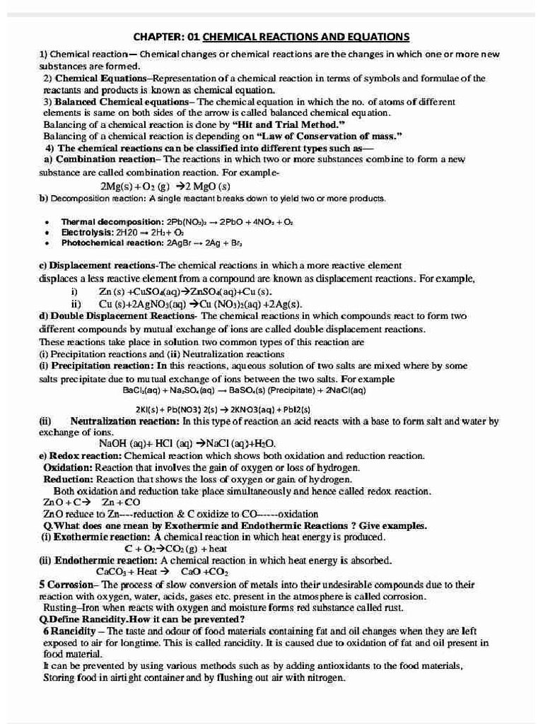 Short Notes (Science) For Last Minute Rivision | PDF