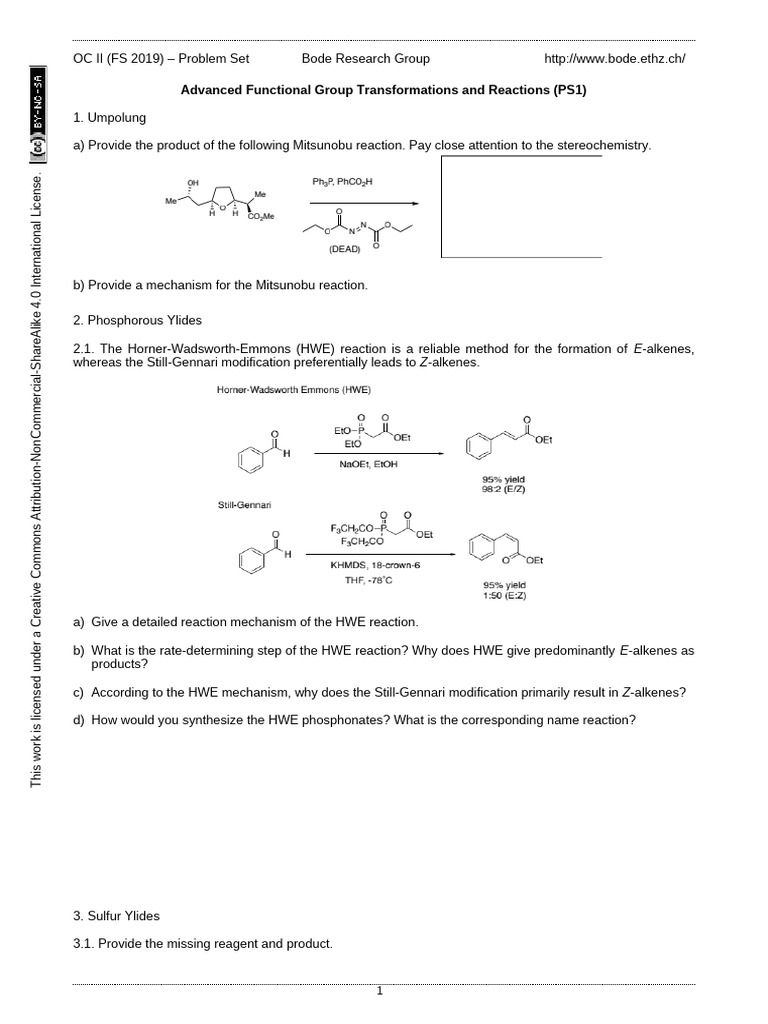 OCII - PS - FS2019 - Advanced FGT - PS1 - CC | PDF | Chemical Reactions ...