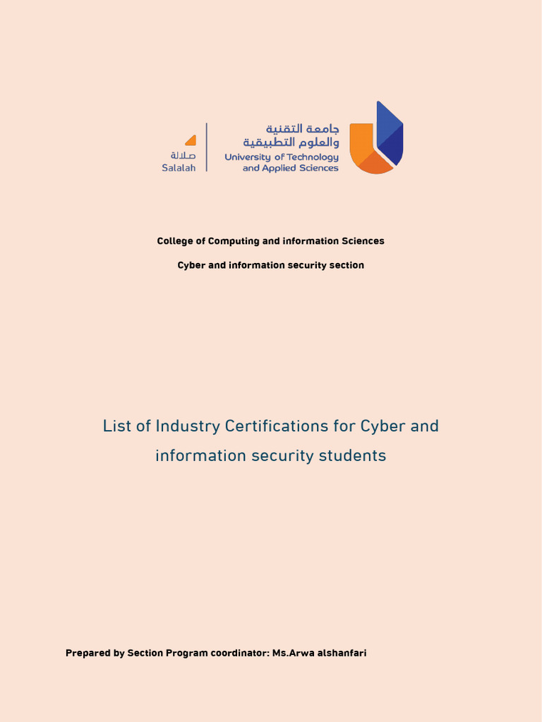 List of Industry Certifications Cyber and Information Security Section ...