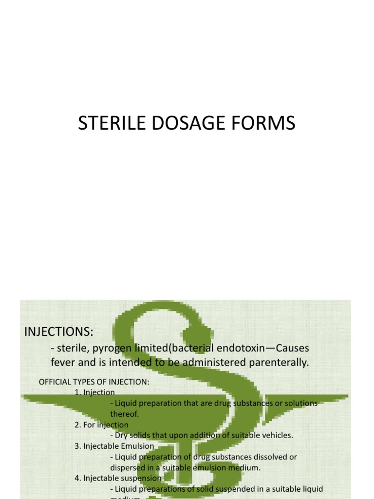 Sterile Dosage Forms | PDF