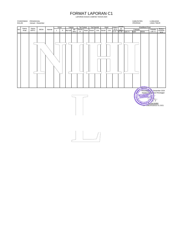3. FORM PELAPORAN C1 (CAMPAK) 2024 | PDF
