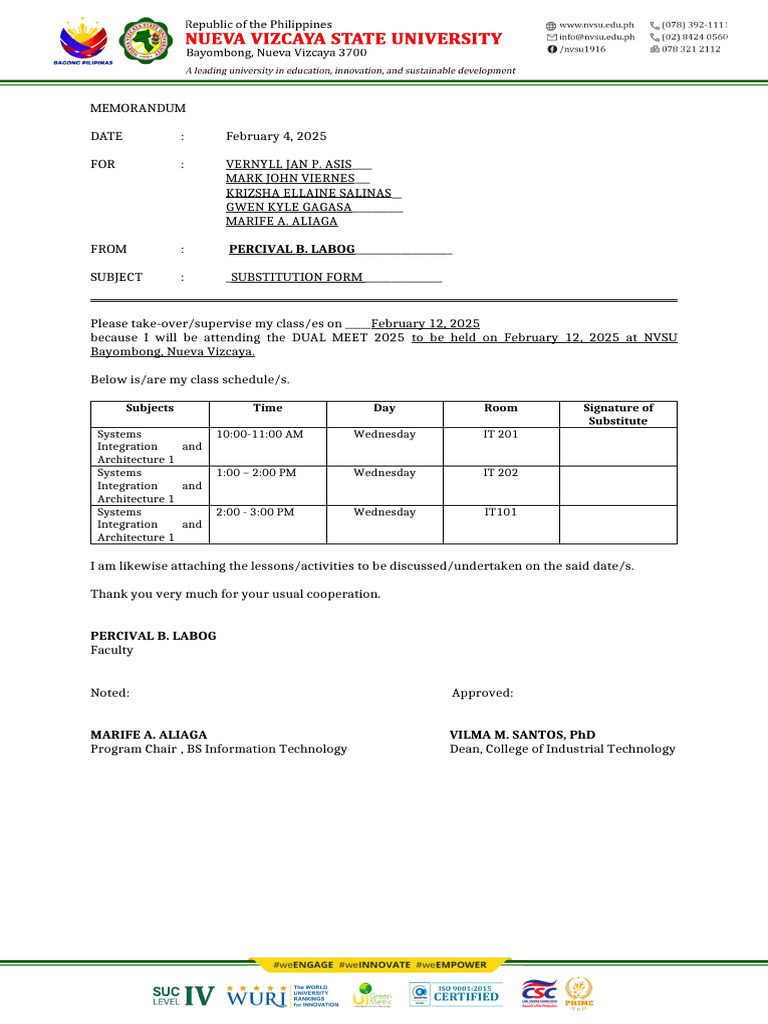 Substitution-Form-Sample | PDF
