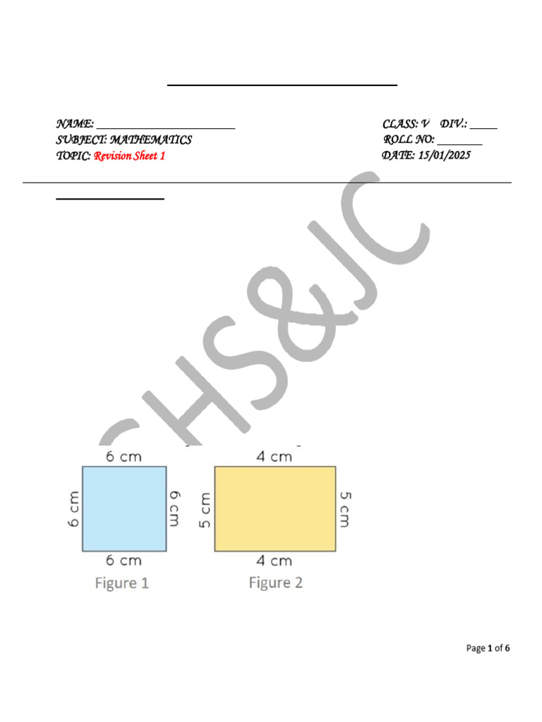 Grade 5 Math Revision Sheet 1 Term 2 | PDF | Mathematical Concepts ...