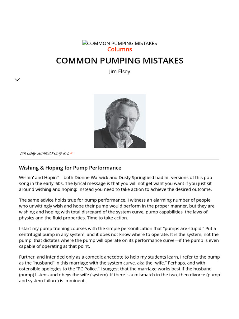 COMMON PUMPING MISTAKES | PDF | Pump | Mechanics