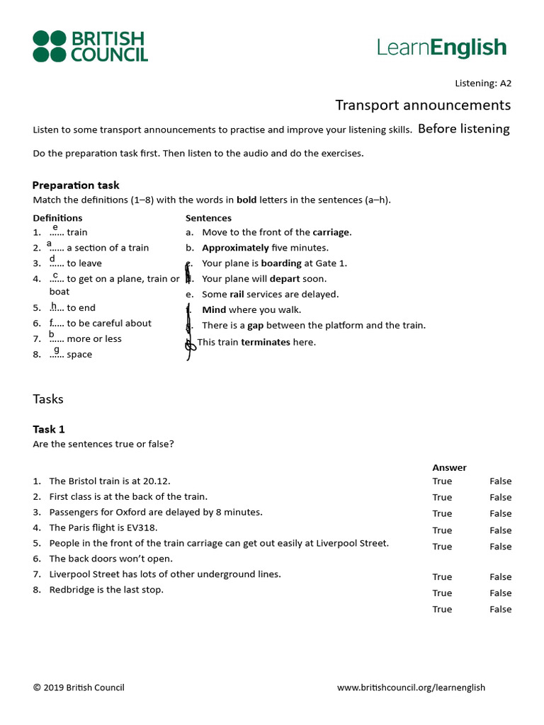 Kami Export - LearnEnglish-Listening-A2-Transport-announcements | PDF ...