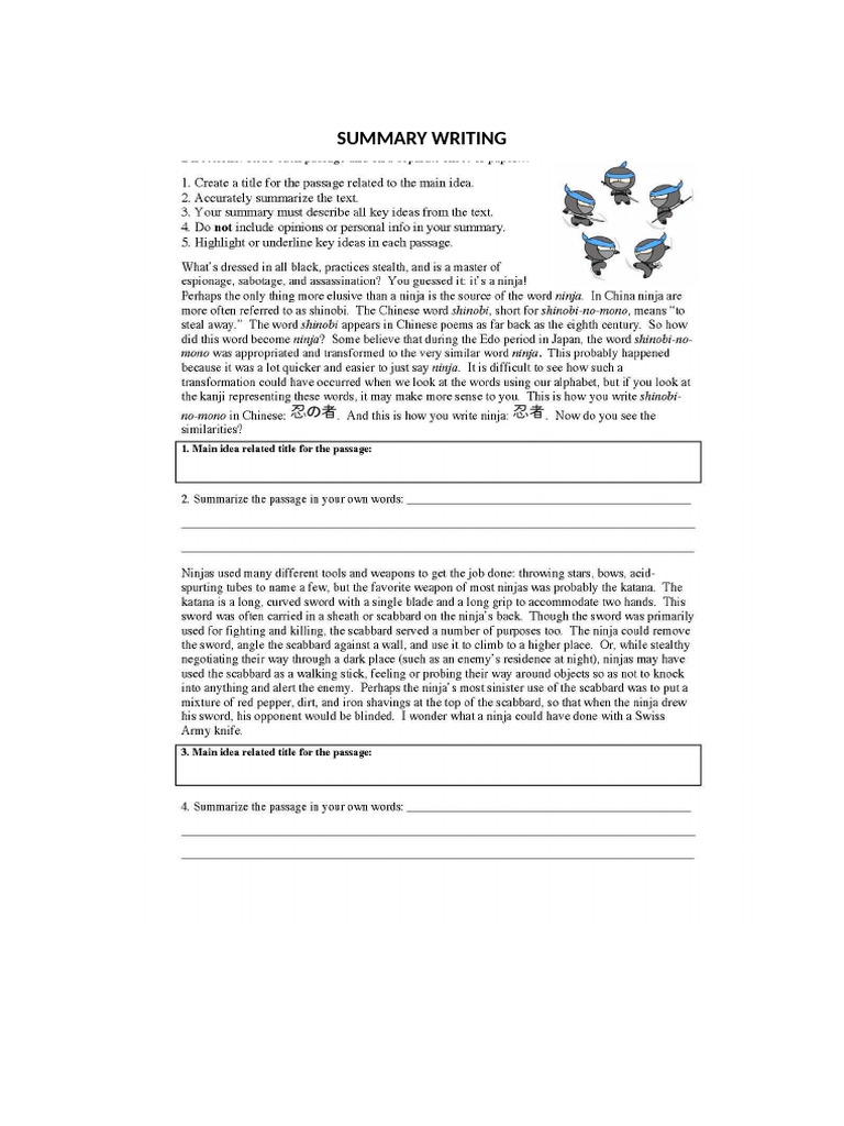 Summary Writing | PDF