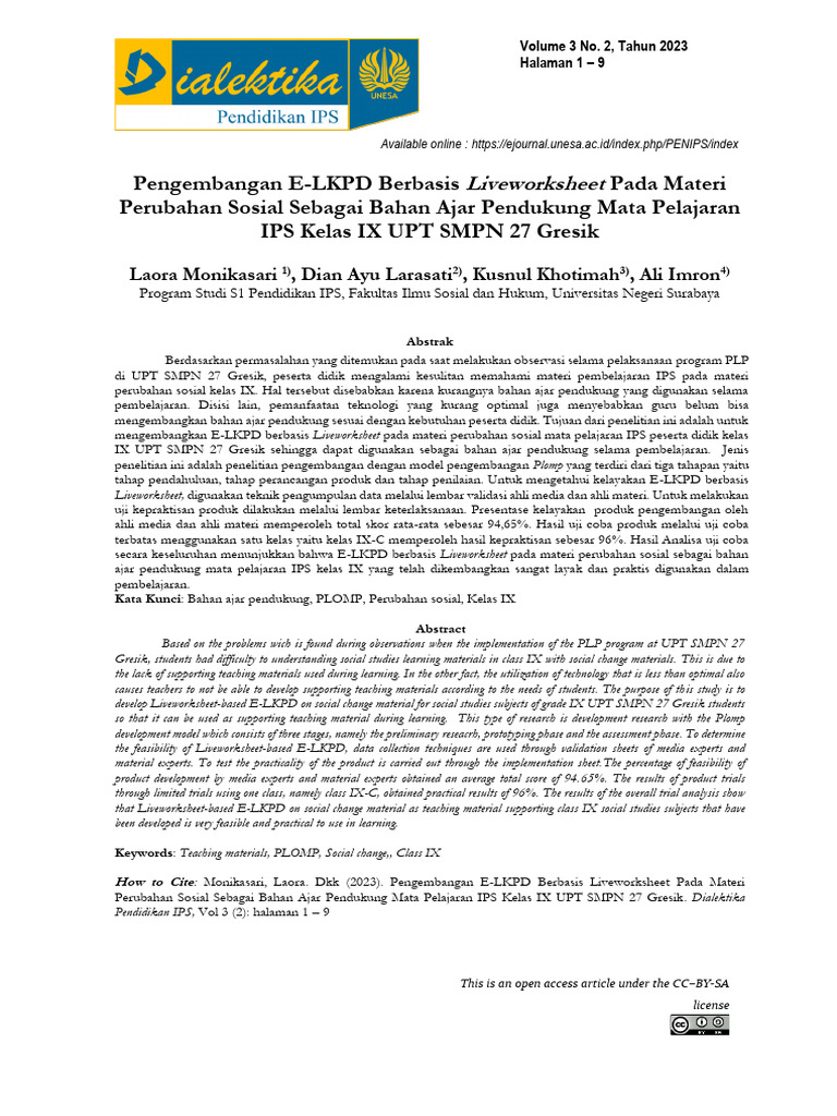 E-LKPD Liveworksheet untuk IPS Kelas IX | PDF