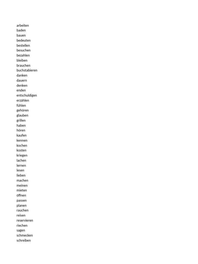 A1 German Verbs List PDF | PDF | Semantics | Linguistics