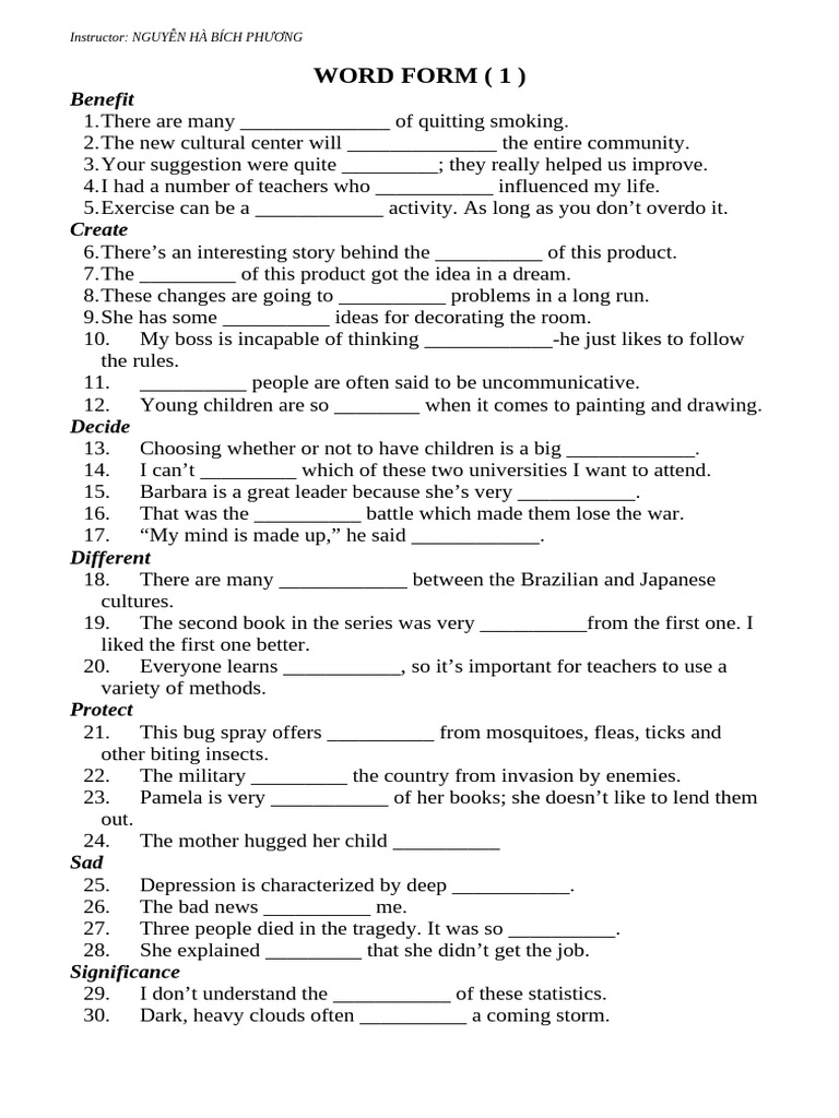 WORD FORM 1 | PDF