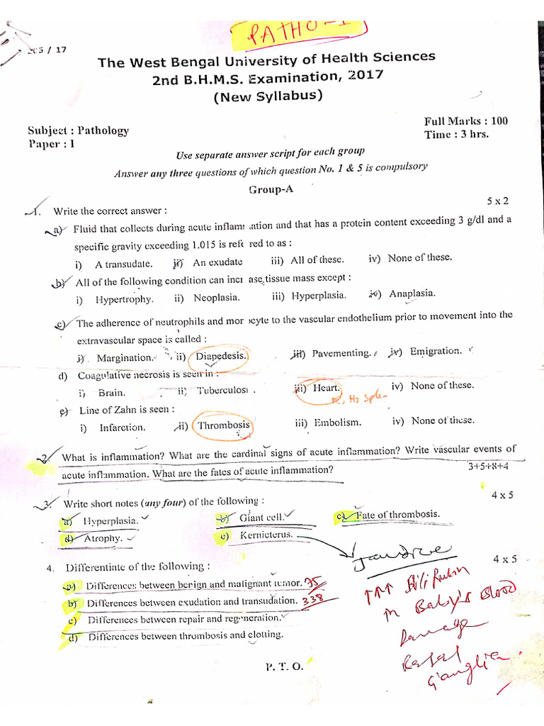Pathology, Paper 1 | PDF