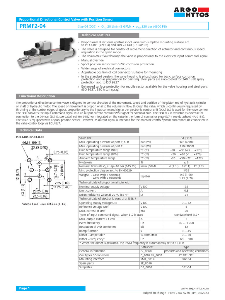 Proportional Directional Control Valve | PDF | Electrical Connector | Valve